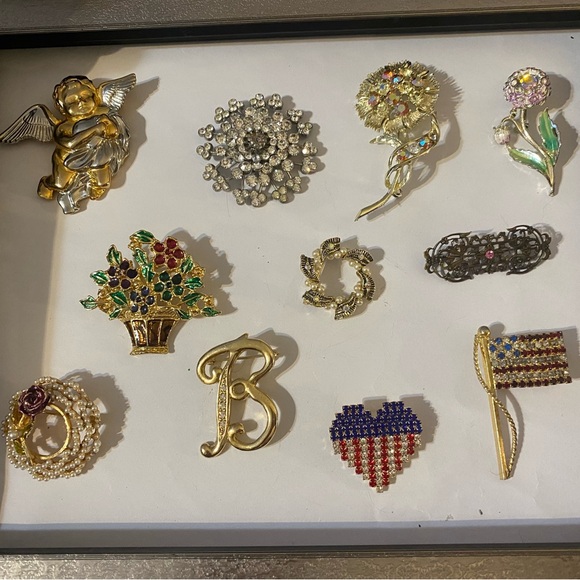 Jewelry | Assorted Brooch Collection With Gold And Silver Accents ...